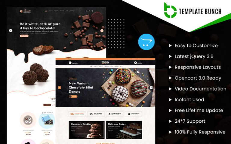 BargeBaker - Chocolate and Bakery Responsive OpenCart Theme for eCommerce Website Template ...