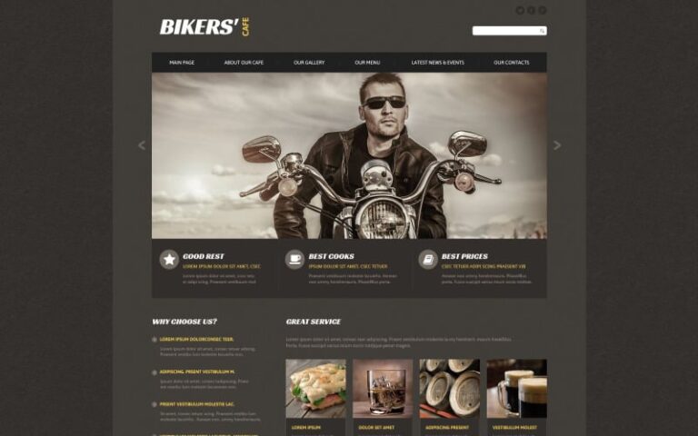 Bikers' Cafe Website Template - Template Witch