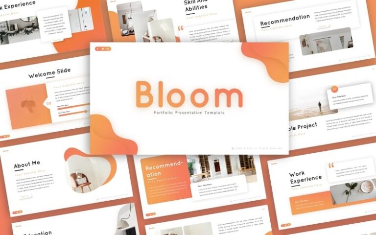 Bloom Portfolio Presentation PowerPoint template - Template Witch