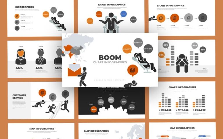 Boom Chart Infographic Analytics PowerPoint Template - Template Witch