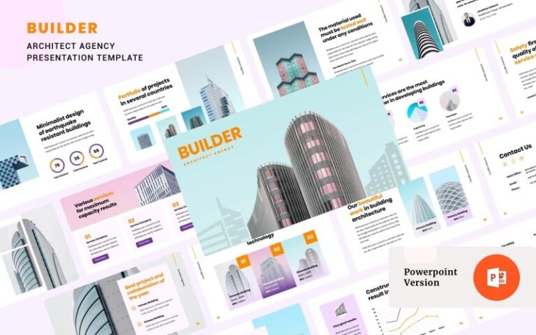 BUILDER - Architect Agency PowerPoint template - Template Witch