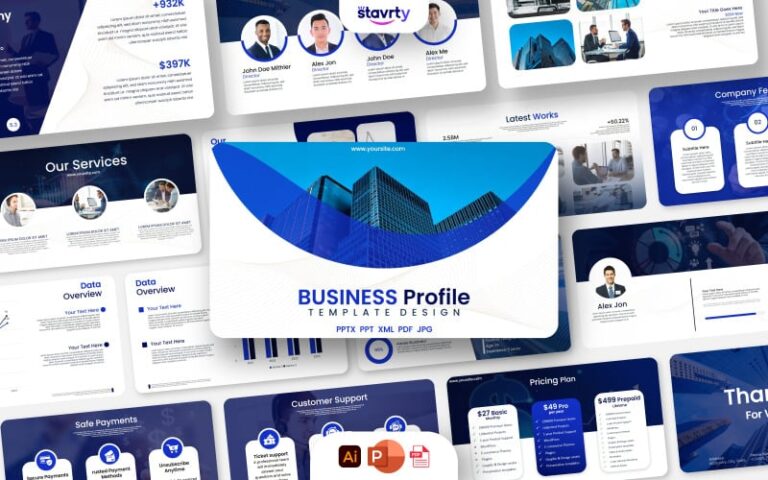Business plan, Corporate Identity Powerpoint template - Template Witch