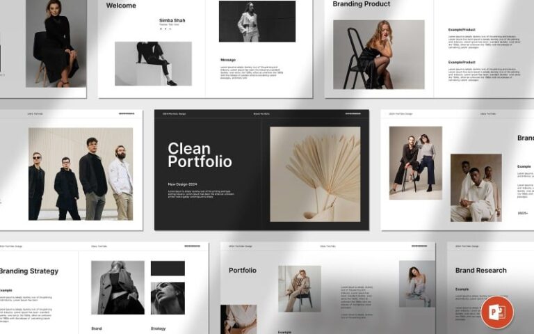 Clean Portfolio PowerPoint Presentation Template Layout - Template Witch