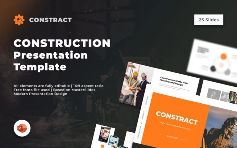 Constract - Construction PowerPoint Presentation Template - Template Witch