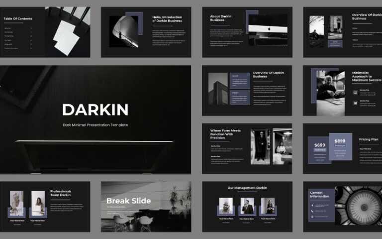 Darkin - Business Dark Theme PowerPoint - Template Witch