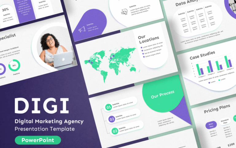 Digi - Digital Marketing PowerPoint Presentation Template - Template Witch