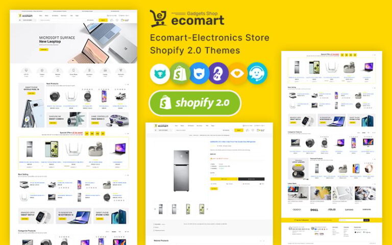 Ecomart - Electronic & Marketplace Store Shopify OS 2.0 Responsive Theme - Template Witch