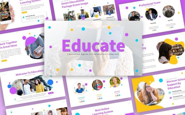 Educate Education Presentation PowerPoint template - Template Witch