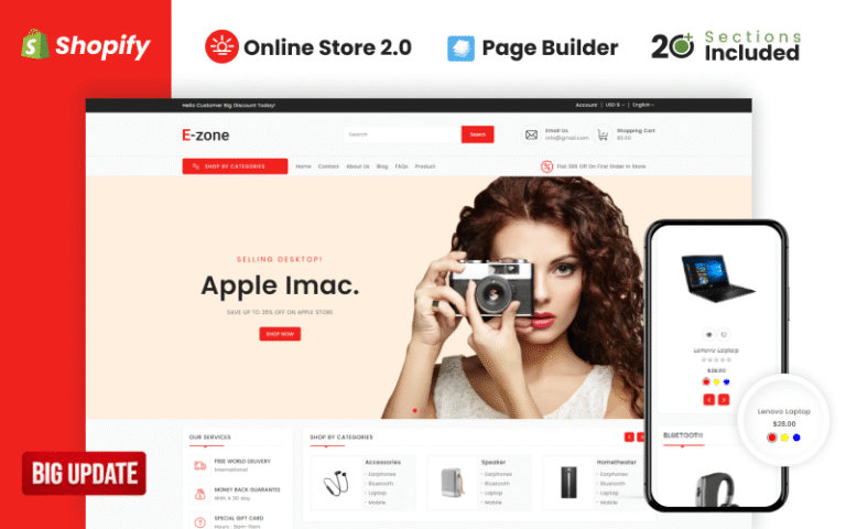 Ezone Electronics Store Shopify Theme - Template Witch