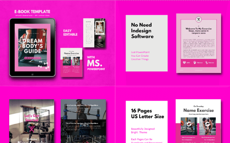 Fitness Girl eBook Presentation PowerPoint template - Template Witch