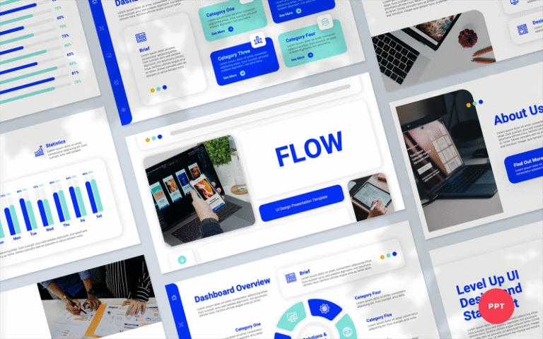 Flow - UI Design Presentation PowerPoint Template - Template Witch