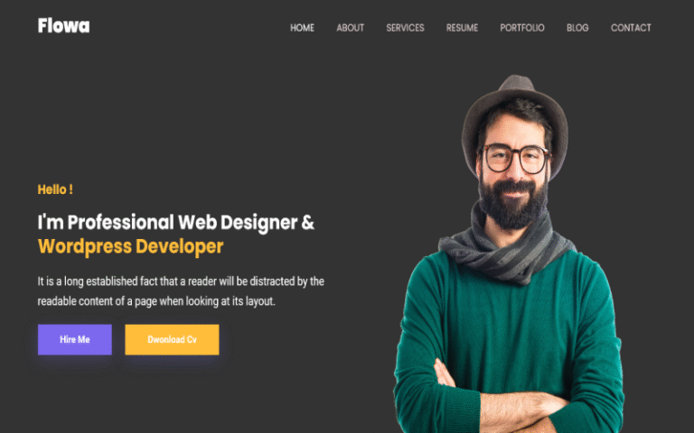 Flowa - Personal Portfolio Website Responsive Bootstrap5 Template - Template Witch
