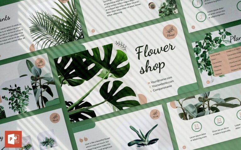 Flower Shop Presentation PowerPoint template - Template Witch