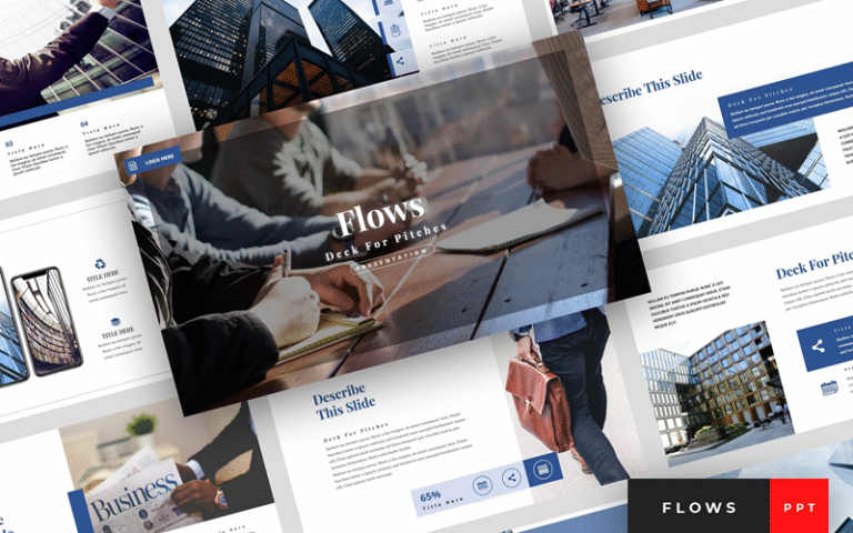Flows - Pitch Deck Presentation PowerPoint template - Template Witch