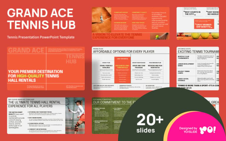 GRAND ACE Tennis Presentation PowerPoint Template - Template Witch