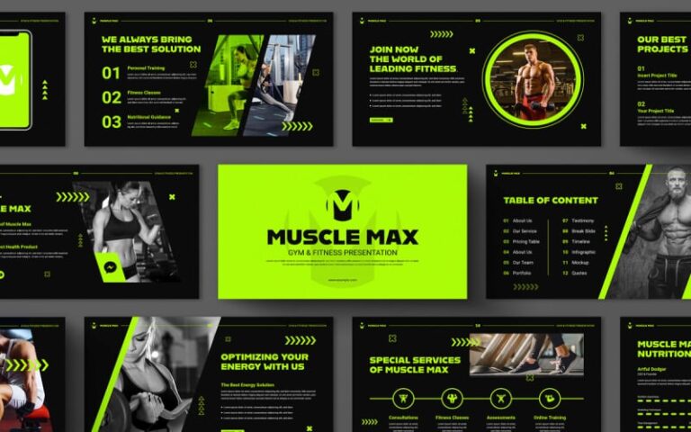 Gym & Fitness Presentation Template Layout - Template Witch