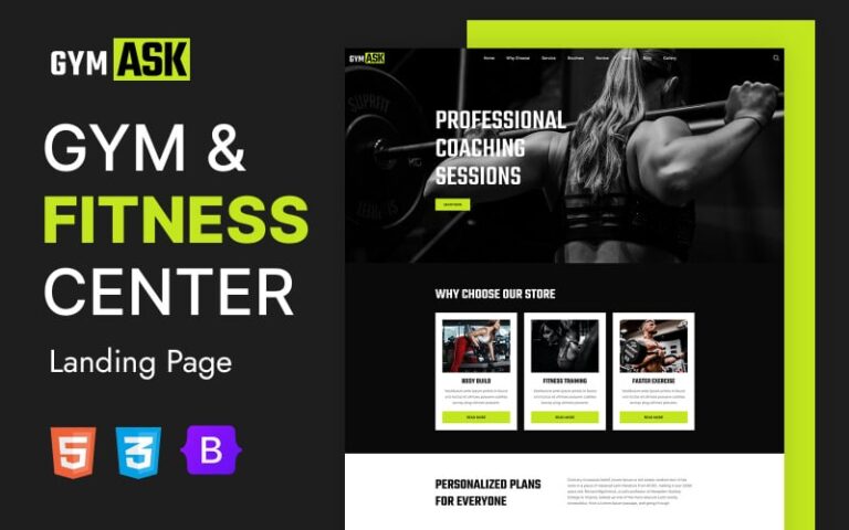 Gymask - Gym and Fitness Bootstrap HTML5 One Page Template - Template Witch