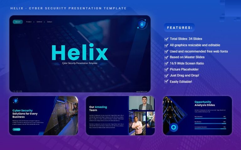 Helix - Cyber Security PowerPoint Template - Template Witch