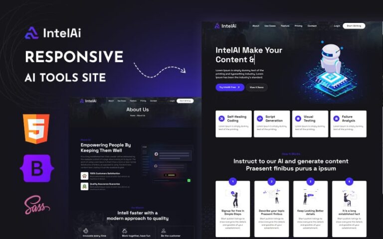 IntelAI - Artificial Intelligence and Machine Learning HTML5 Website ...