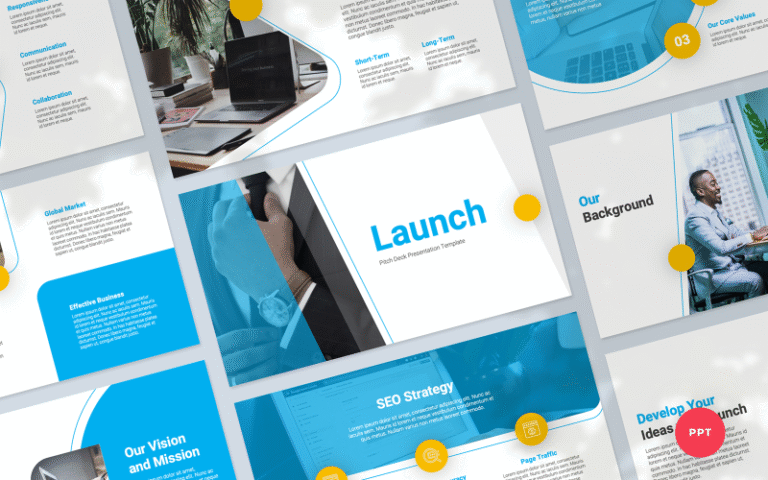 Launch Pitch Deck Presentation PowerPoint Template - Template Witch