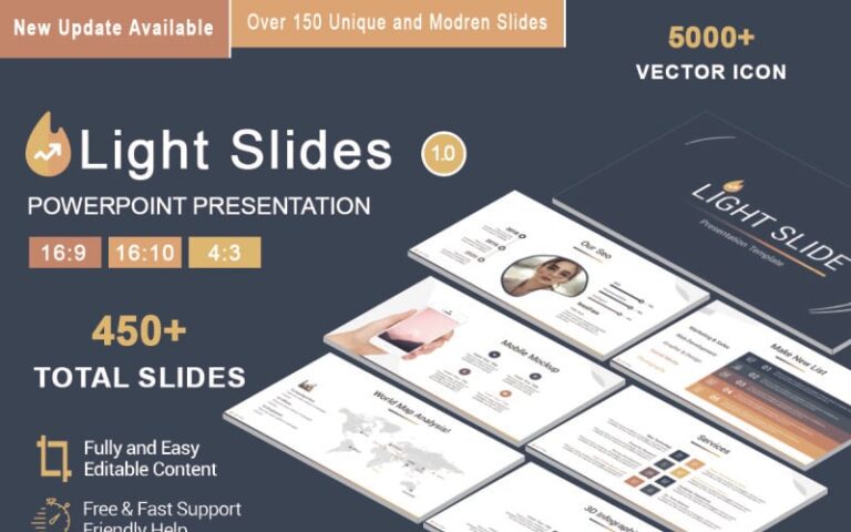 Light Slides PowerPoint template - Template Witch