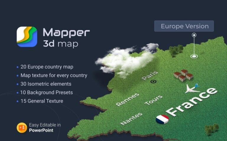 Mapper – 20 European Countries 3D Maps PowerPoint template - Template Witch