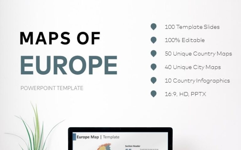 Maps of Europe PowerPoint template - Template Witch