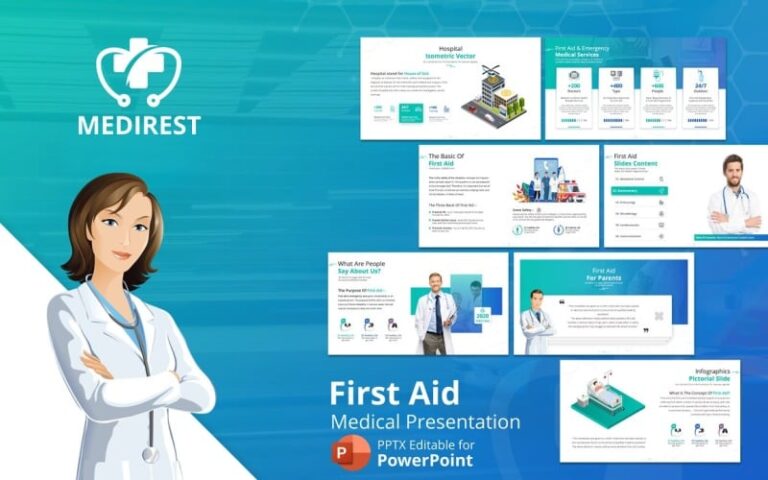 Medirest – First Aid Presentation PowerPoint template - Template Witch