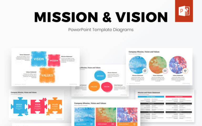 Mission and Vision PowerPoint Diagrams Template - Template Witch
