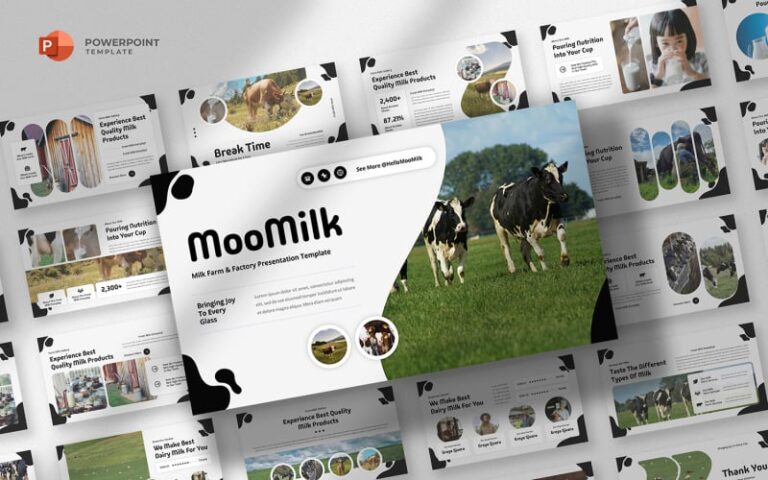Moomilk - Dairy Farm & Milk Powerpoint Template - Template Witch