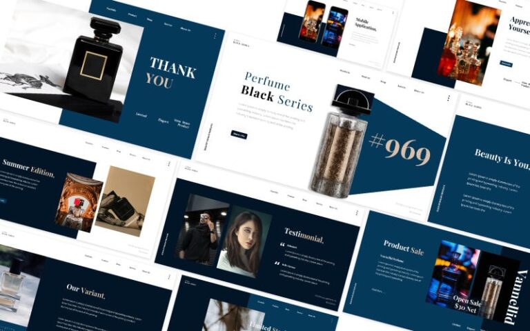 Perfume Black Series Powerpoint Template - Template Witch