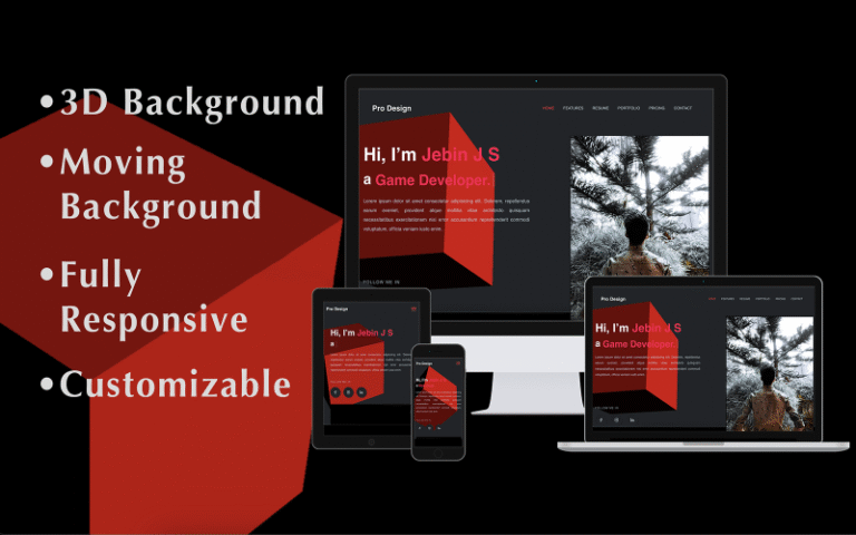 Portfolio website template | HTML | 3D Portfolio Template - Template Witch