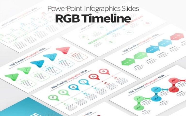 PPT RGB Timeline - PowerPoint Infographics Slides - Template Witch