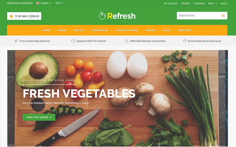 Refresh - Food & Restaurant Website Template - Template Witch