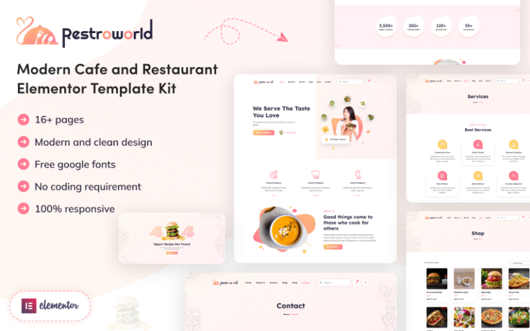 Restro World - Modern Cafe and Restaurant Elementor Template Kit - Template Witch