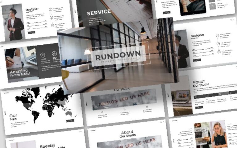 Rundown Presentation PowerPoint template - Template Witch