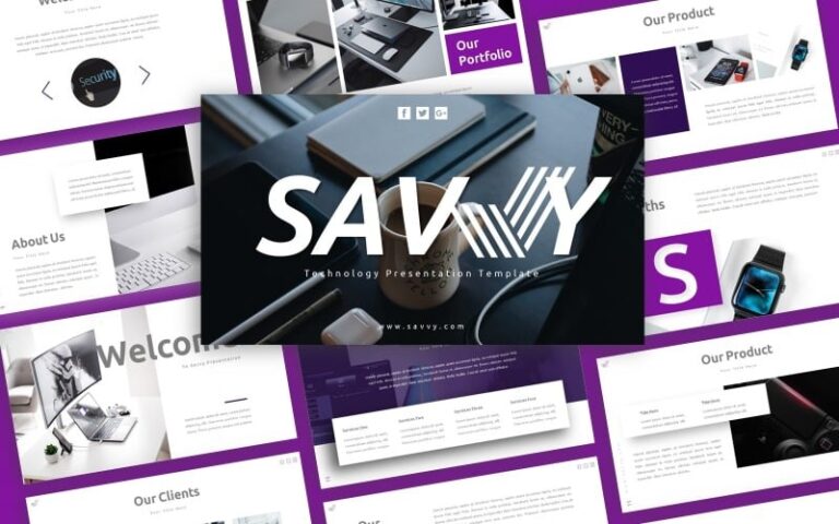 Savvy Technology Presentation PowerPoint template - Template Witch