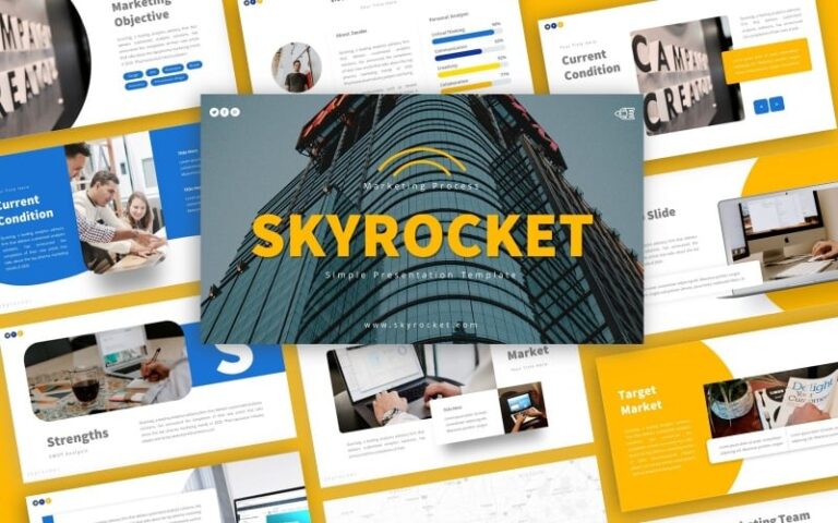 Skyrocket Marketing Presentation PowerPoint template - Template Witch