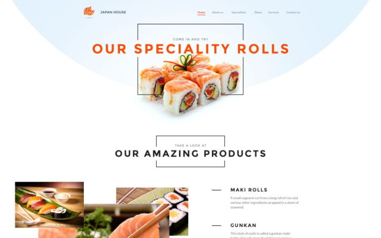 Sushi Bar Responsive Website Template - Template Witch
