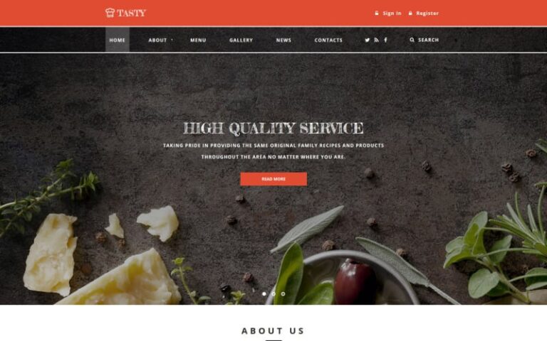 Tasty - Cafe and Restaurant Website Template - Template Witch