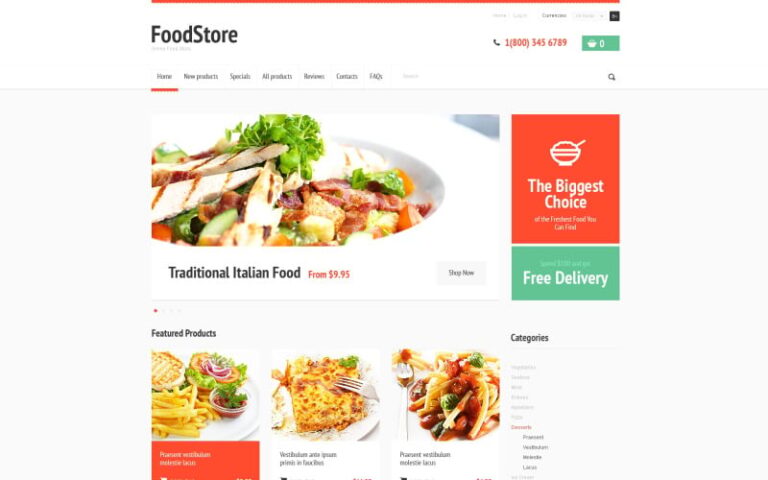 Tasty Food ZenCart Template - Template Witch