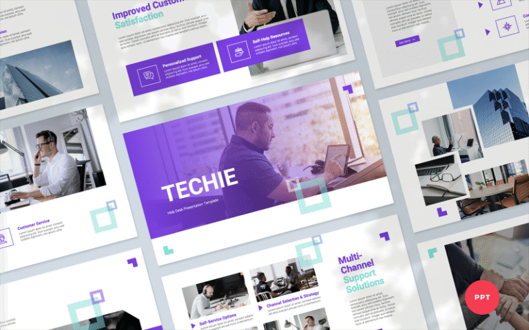 Techie - Helpdesk Presentation PowerPoint Template - Template Witch