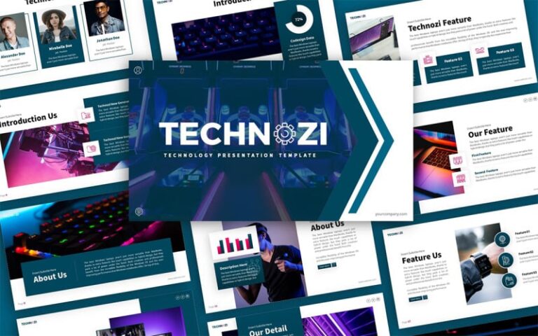 Technozi Technology Multipurpose PowerPoint Presentation Template - Template Witch