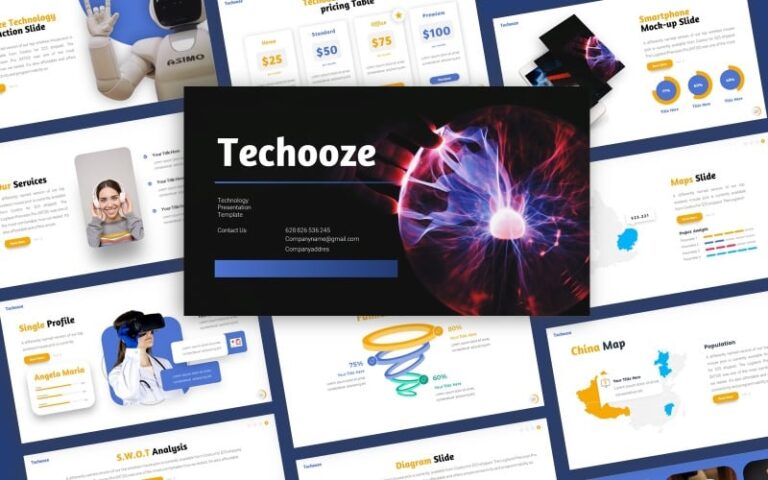 Techooze Technology Multipurpose PowerPoint Template - Template Witch