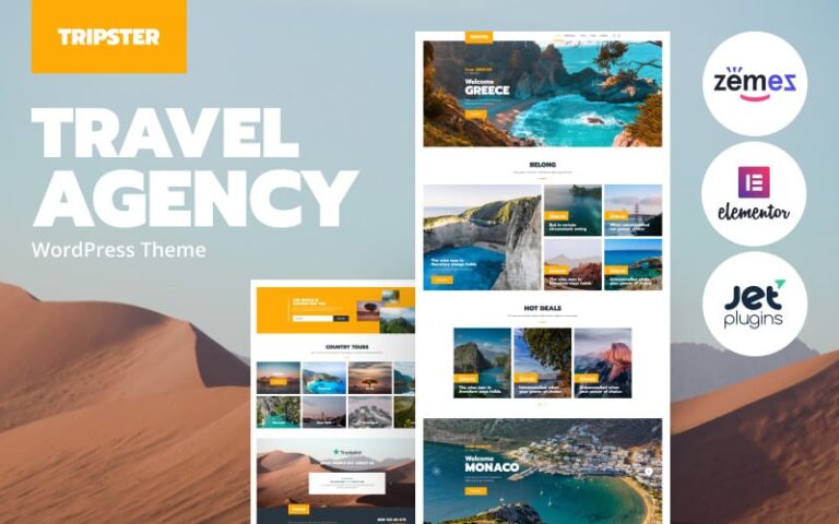 Tripster - Travel Agency Modern WordPress Elementor Theme - Template Witch