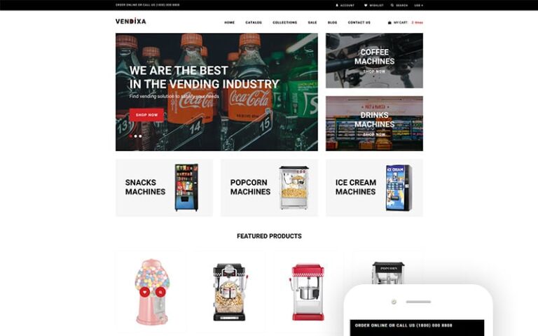 Vendixia - Vending Machines Clean Shopify Theme - Template Witch