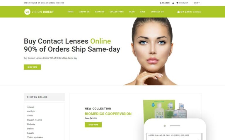 Vision Direct - Contact Lens Easy-to-Navigate Simple Shopify Theme ...
