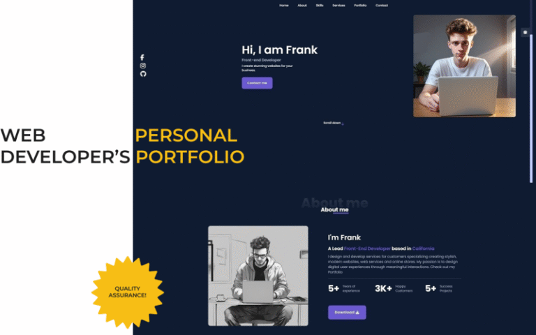 Web Developer's portfolio HTML Website Template - Template Witch