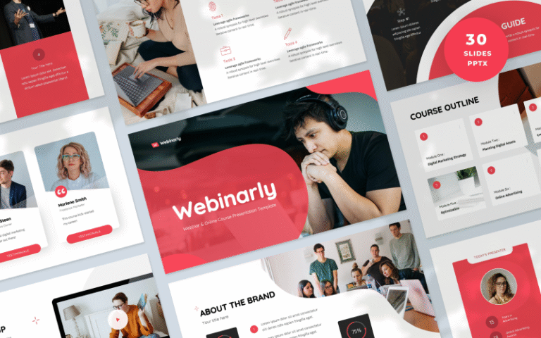 Webinar & E-course Presentation PowerPoint Template - Template Witch