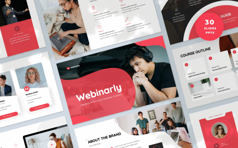 Webinarly - Webinar and Ecourse Presentation PowerPoint Template - Template Witch